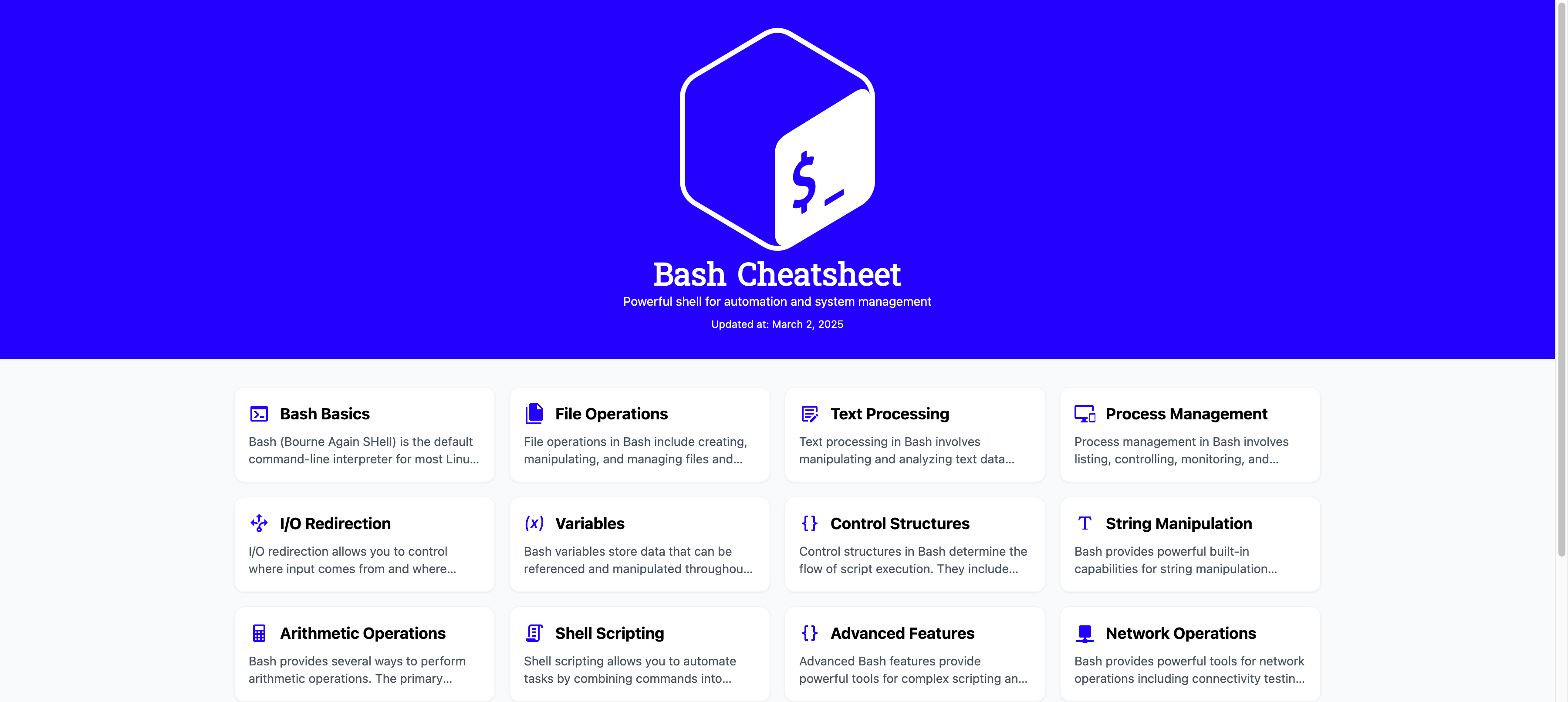 Bash Quick Reference Cheat Sheet Bash Quick Reference Cheat Sheet