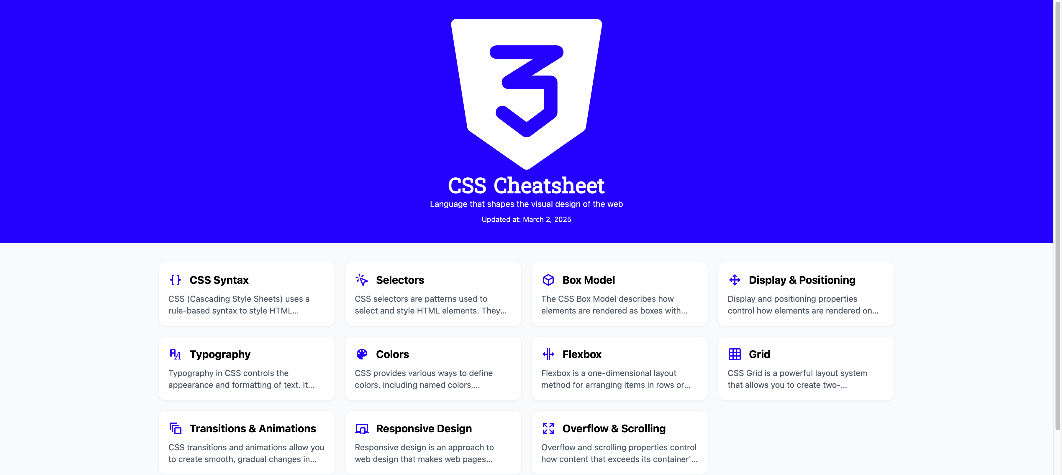 Css Quick Reference Cheat Sheet