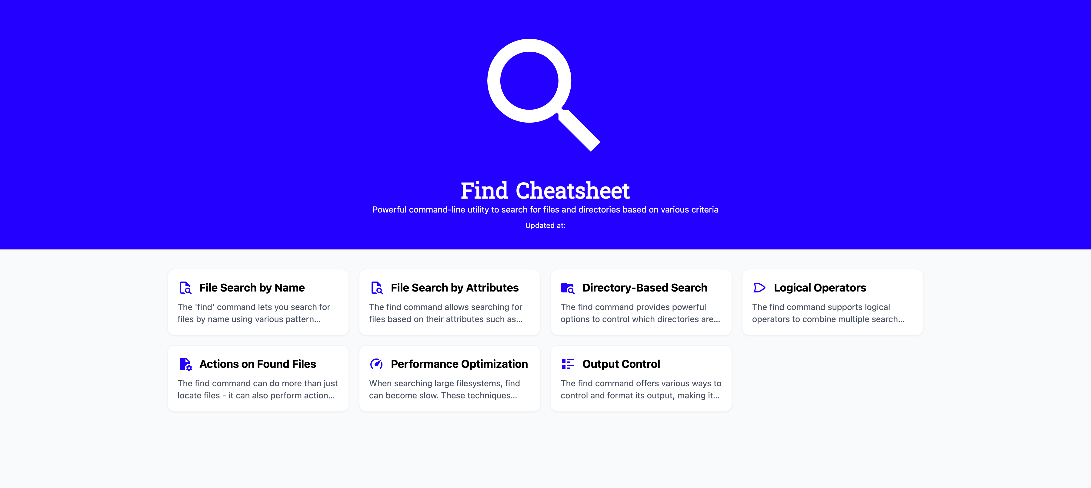 Find Quick Reference Cheat Sheet