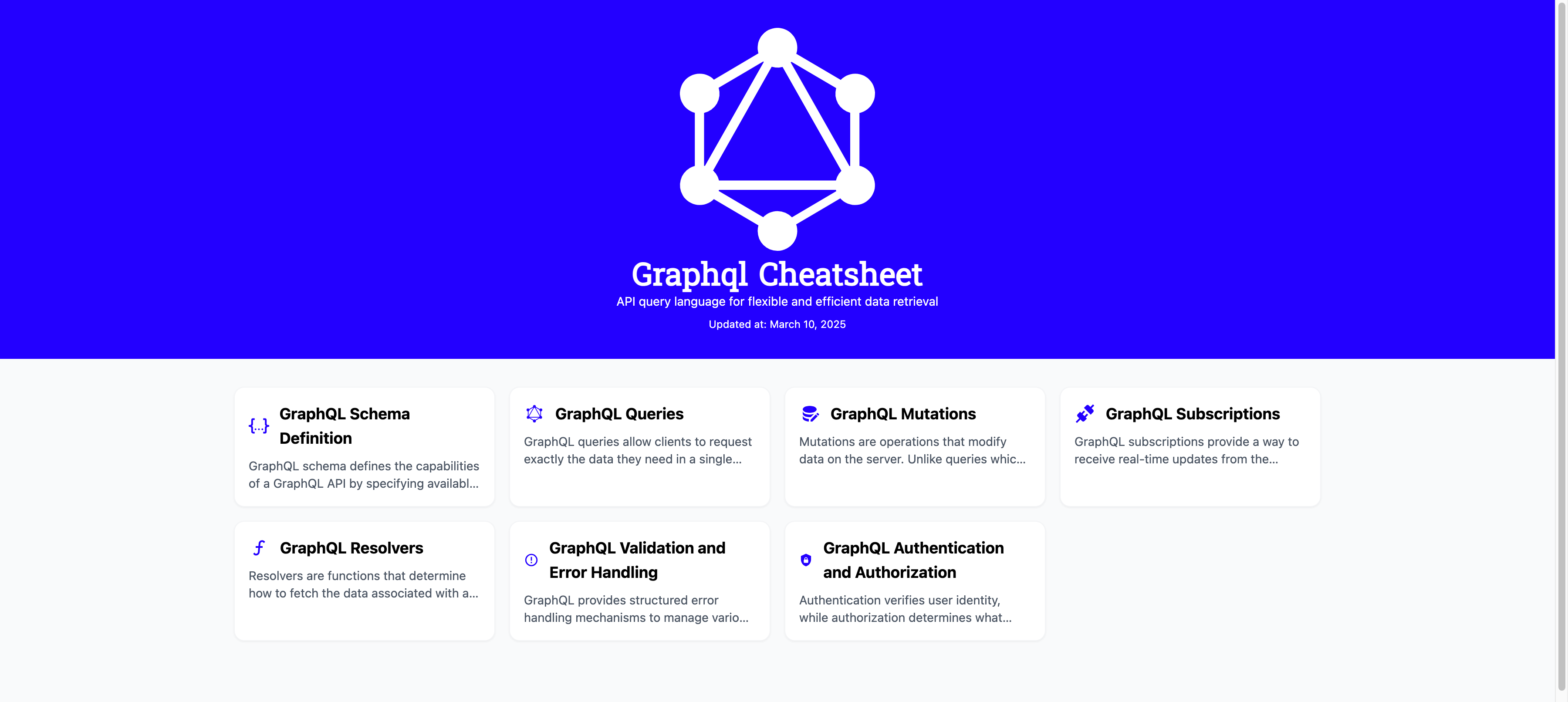 Graphql Quick Reference Cheat Sheet