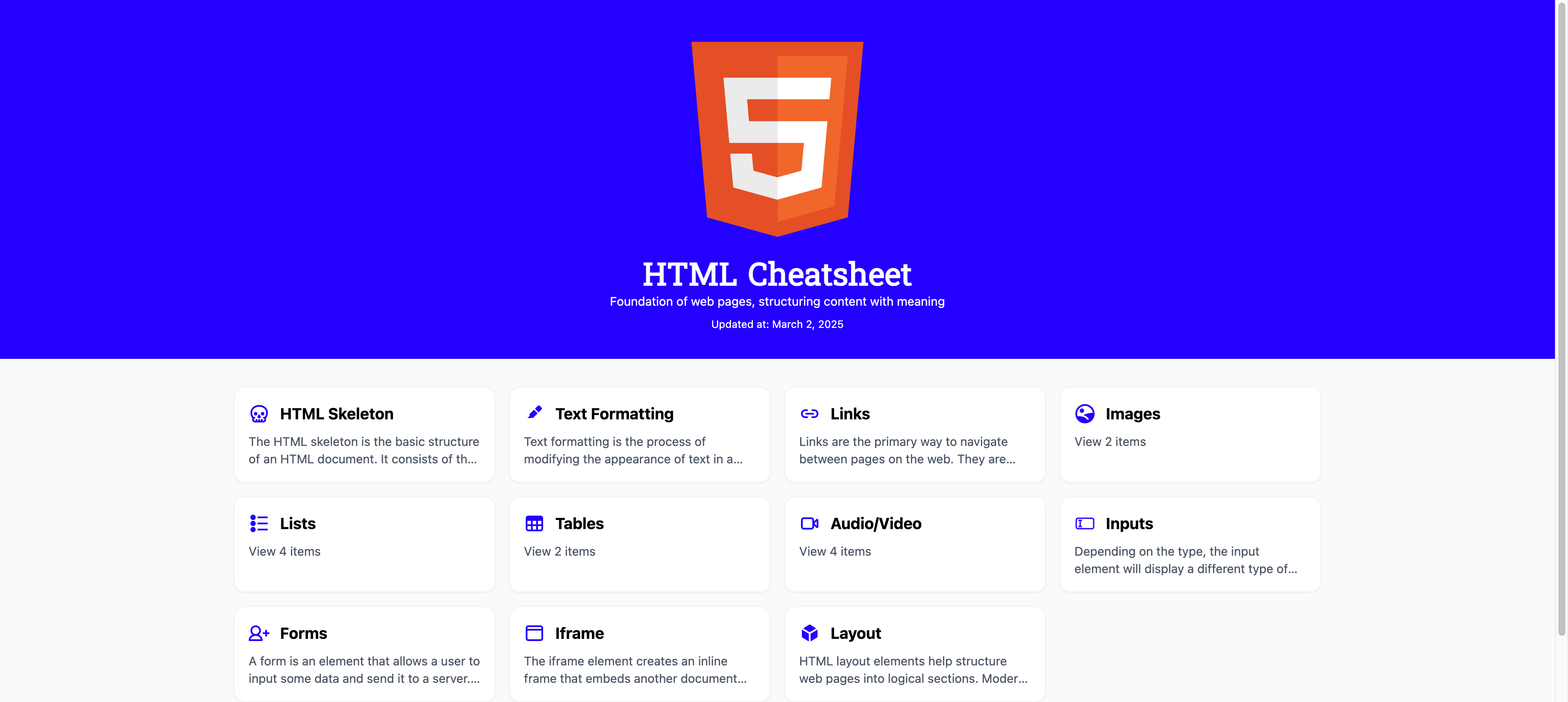 Html Quick Reference Cheat Sheet Html Quick Reference Cheat Sheet