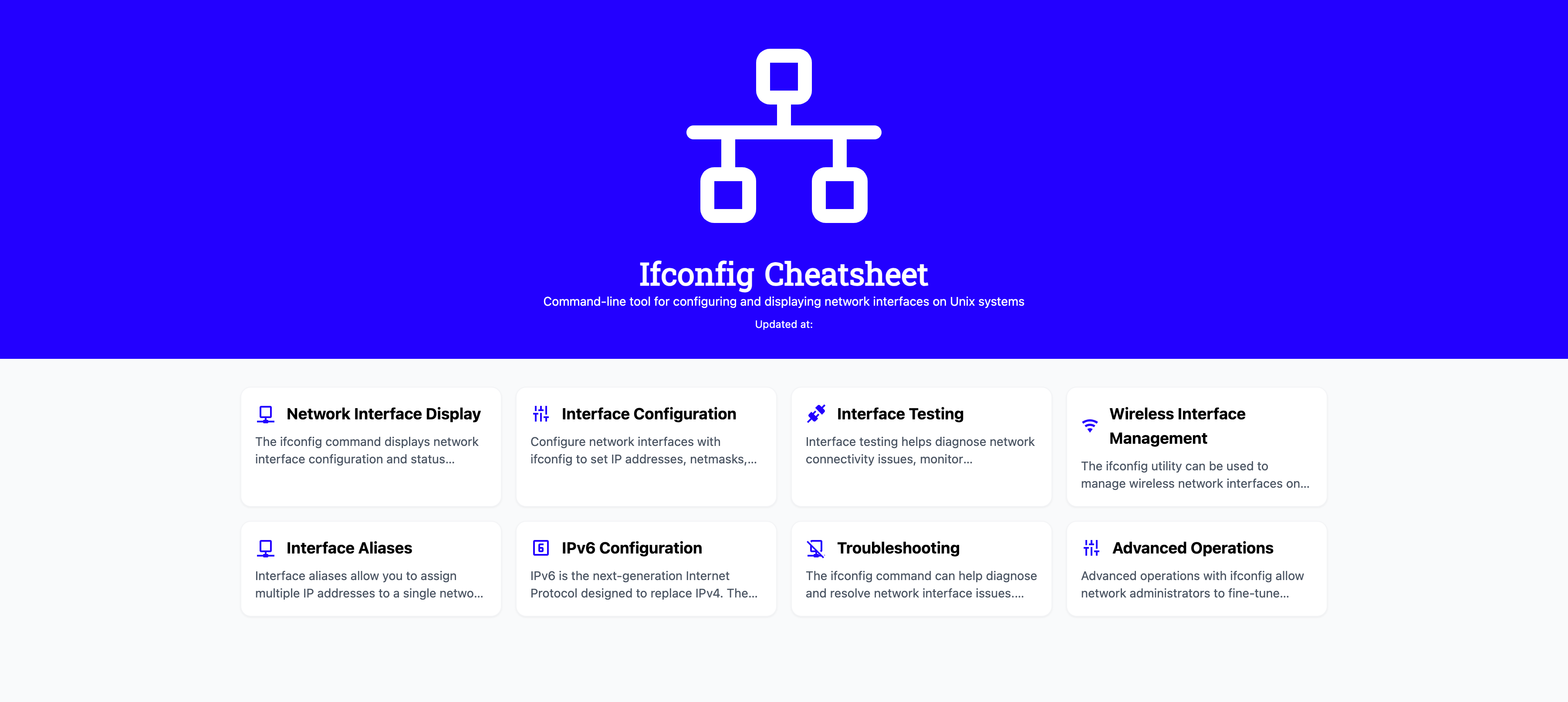 Ifconfig Quick Reference Cheat Sheet