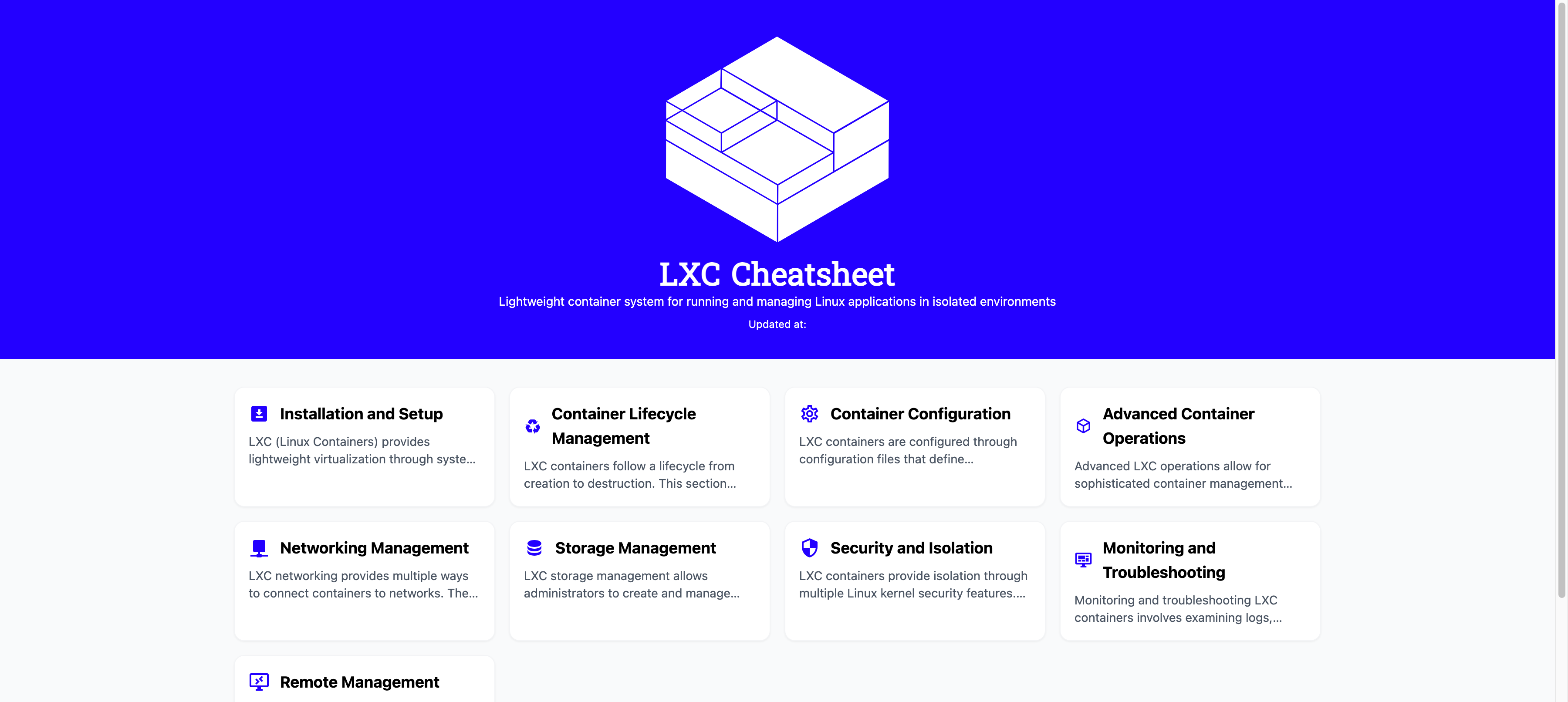 Lxc Quick Reference Cheat Sheet