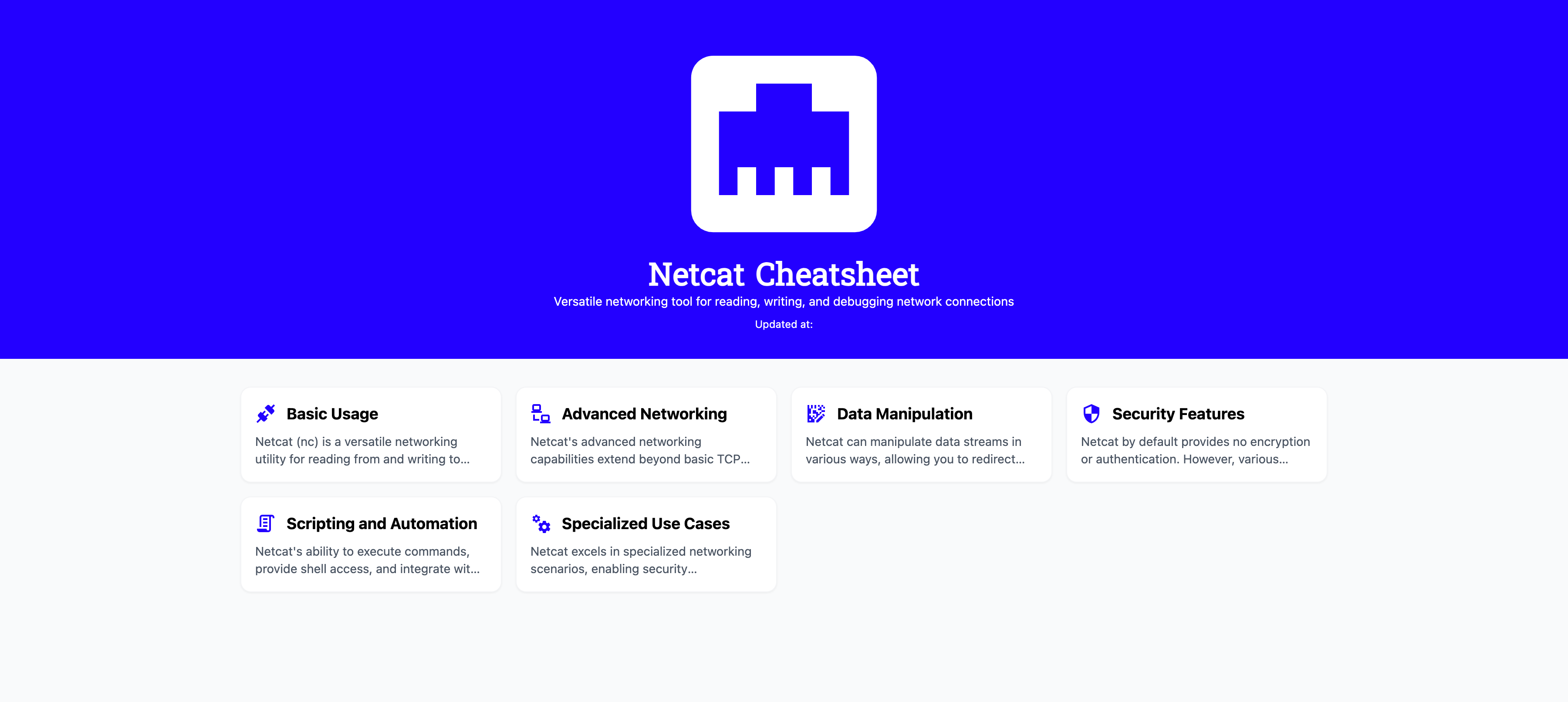 Netcat Quick Reference Cheat Sheet