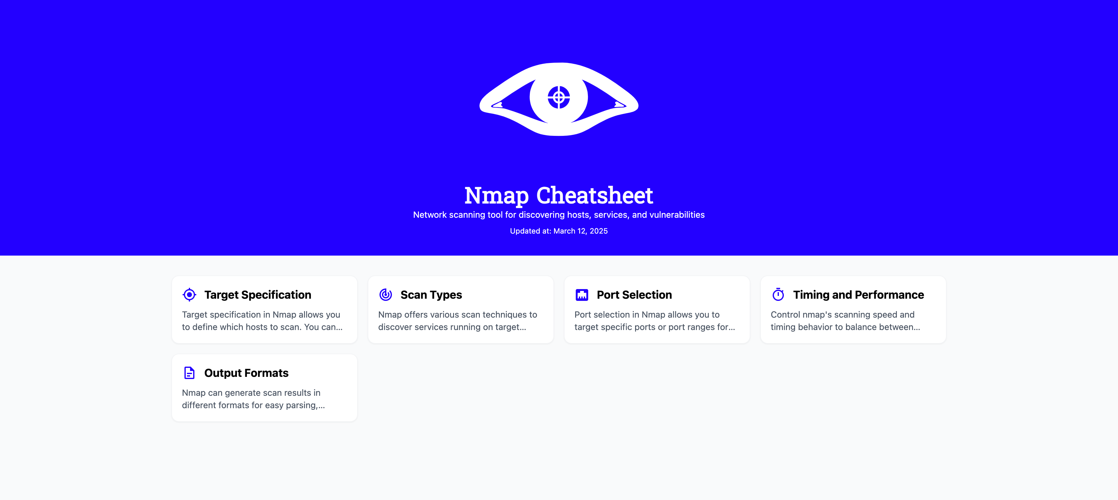 Nmap Quick Reference Cheat Sheet