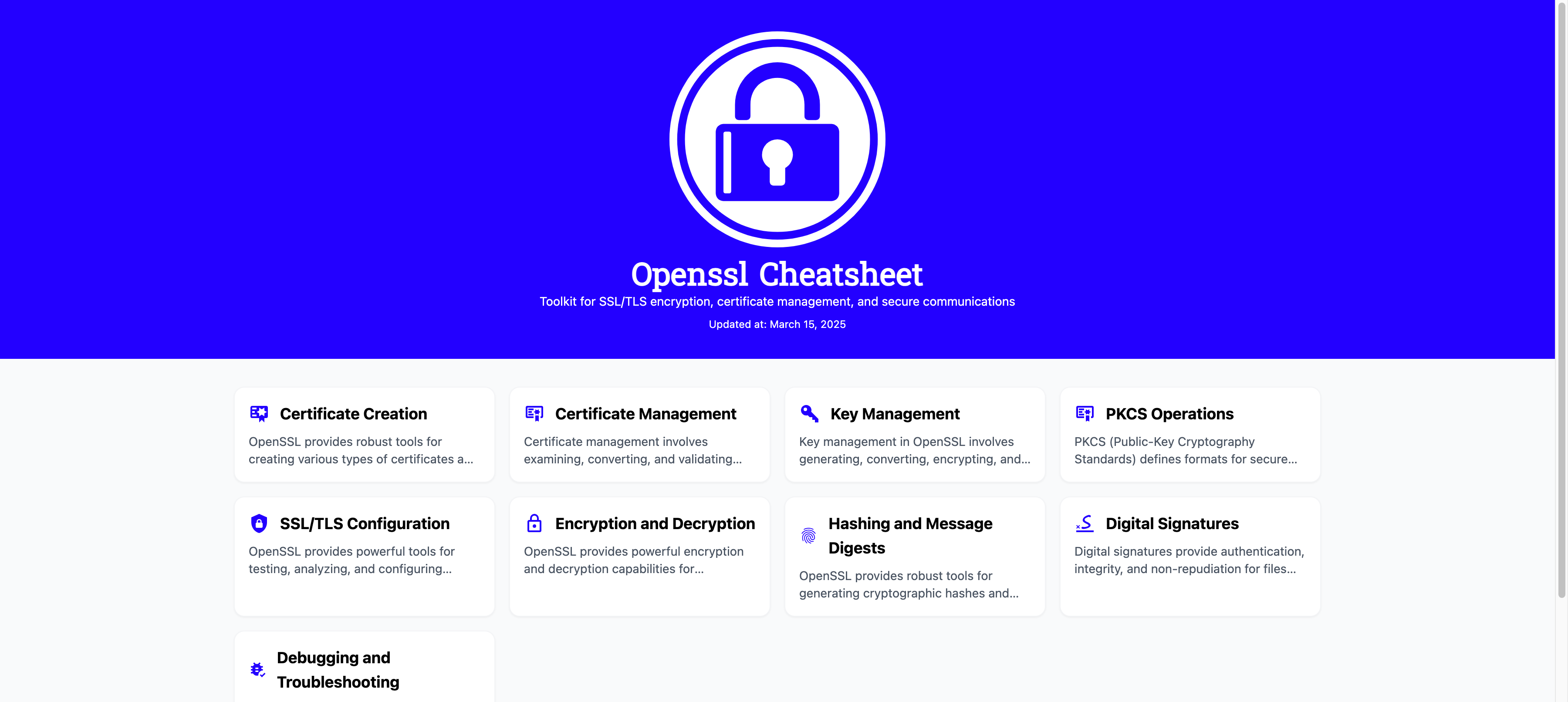 Openssl Quick Reference Cheat Sheet
