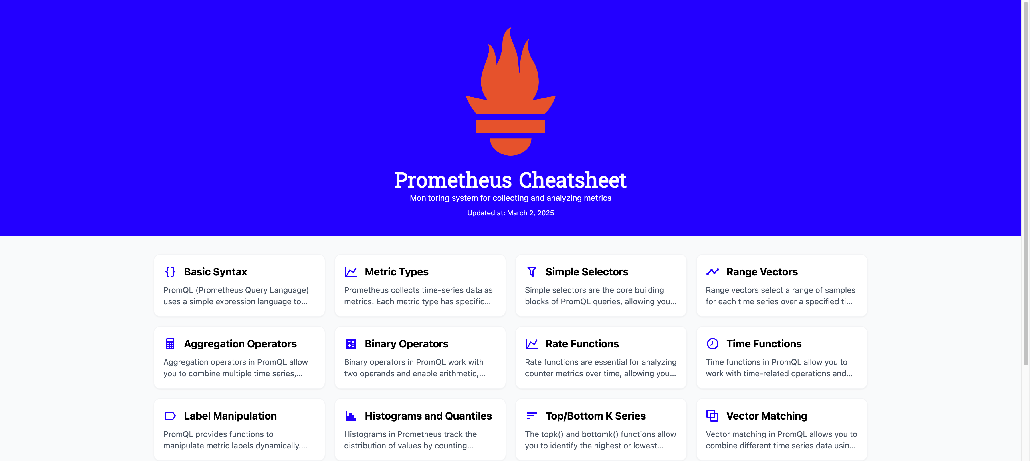 Prometheus Quick Reference Cheat Sheet