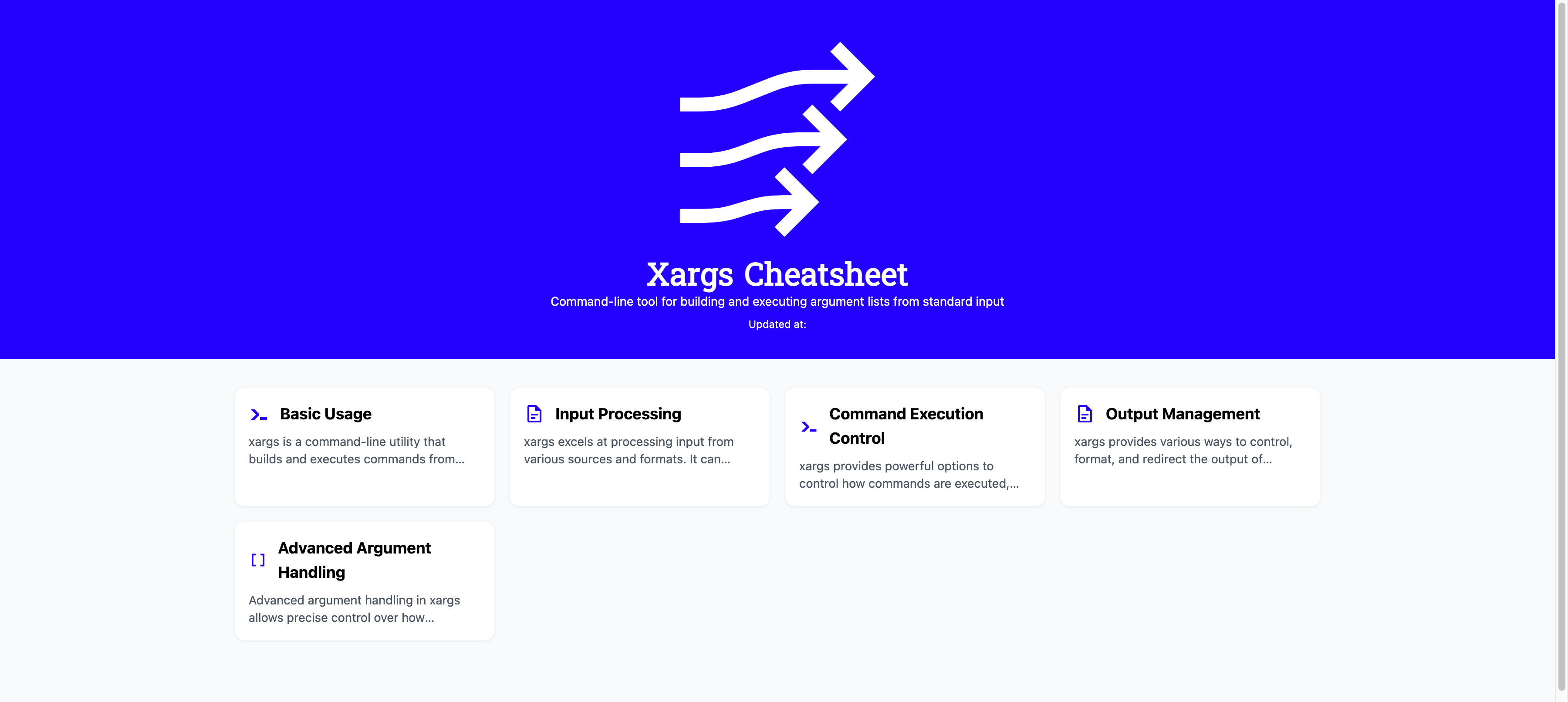 Xargs Quick Reference Cheat Sheet